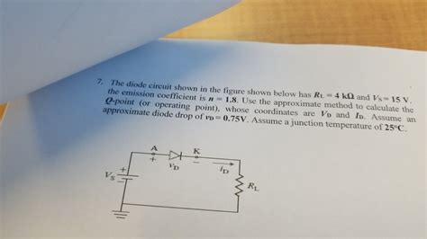 Solved 7 The Diode Circuit Shown In The Figure Shown Below
