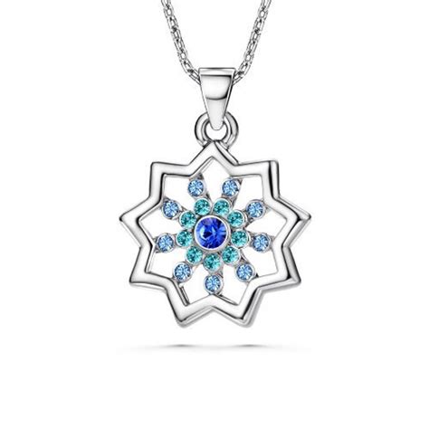 Bahai Necklace Nine Pointed Star Swarovski Crystal Pendant Bahai
