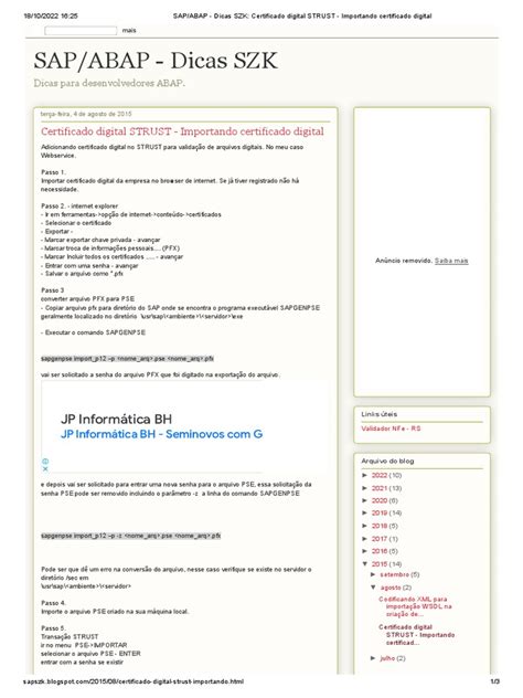 Sap Abap Dicas Szk Certificado Digital Strust Importando Certificado Digital Pdf