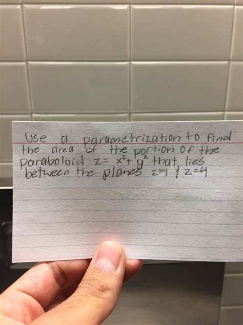 solved use a parameterization to find the area of the