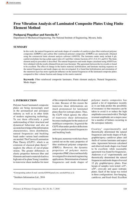 PDF Free Vibration Analysis Of Laminated Composite Plates Using Finite Element Method