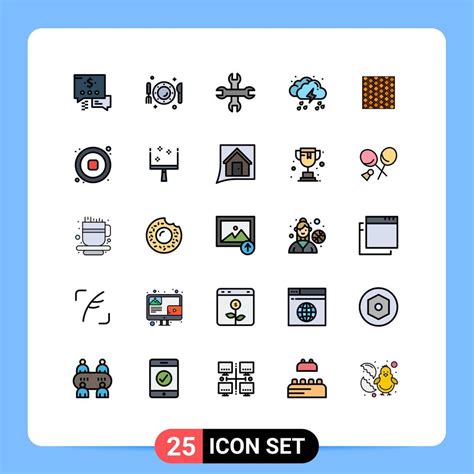 Pictogram Set Of 25 Simple Filled Line Flat Colors Of Floor Light Options Weather Drop Editable