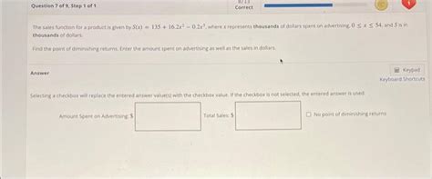 Solved The Sales Function For A Product Is Given By Chegg