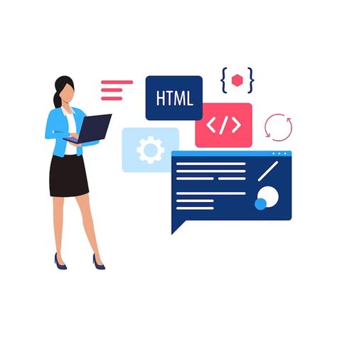Premium Vector Girl Checking Html Coding On Laptop