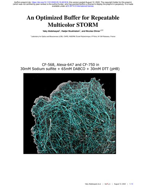 Pdf An Optimized Buffer For Repeatable Multicolor Storm