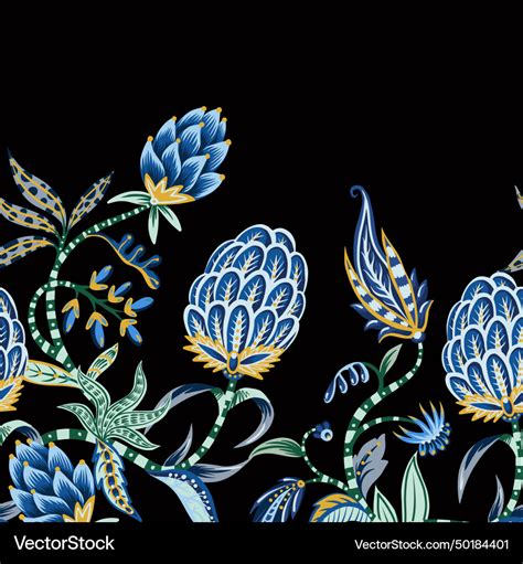 Chintz Border With Flowers And Leaves Royalty Free Vector