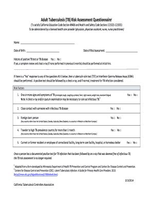Tb Risk Assessment Fill And Sign Printable Template Online