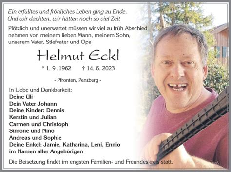 Traueranzeigen Von Helmut Eckl Trauermerkurde