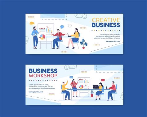 Modelo De Banner De Oficina De Negócios Ilustração Em Vetor Plano De