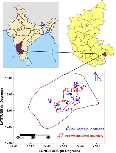 Map Of The Study Area Showing Soil Sample Location With Peenya