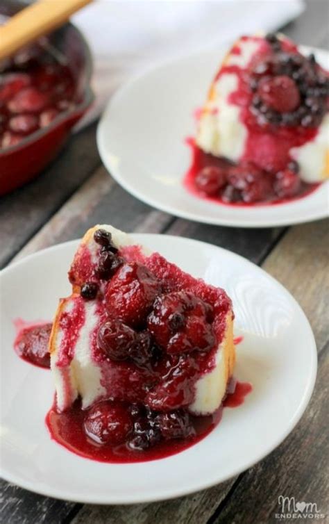 Homemade Angel Food Cake With Berry Sauce Angel Food Compote Recipe