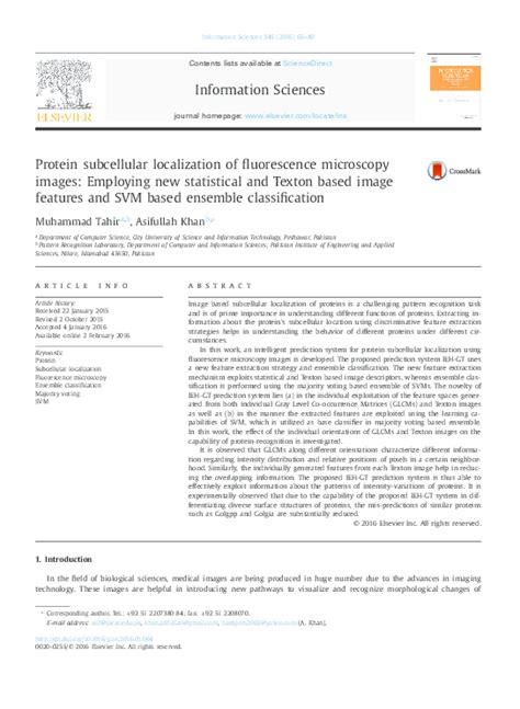 Pdf Protein Subcellular Localization Of Fluorescence Microscopy