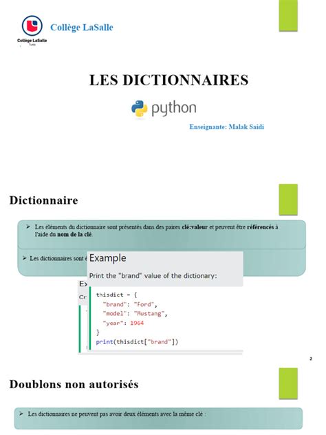 Introduction Aux Dictionnaires Python Pdf Structure De Contrôle