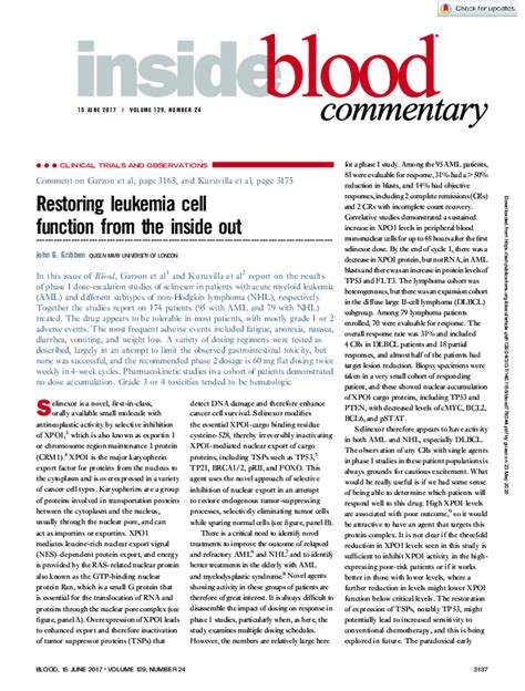 Pdf Restoring Leukemia Cell Function From The Inside Out