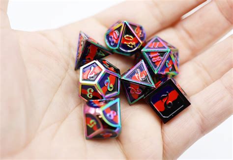 Polyamorous Pride Flag Metal Rpg Dice Set Foam Brain Wholesale