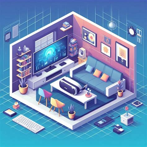 Premium Photo Virtual Reality Room Furnish Design Isometric Composition With Visual 3d Ar