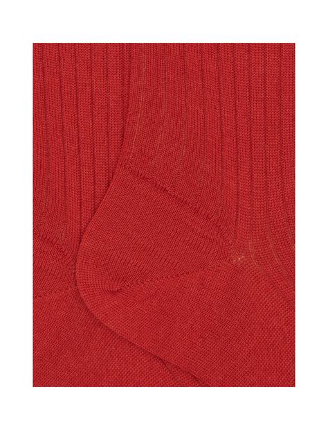 Mens Long Ribbed Wool Socks Red Doré Doré