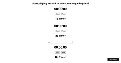 Custom Hook Timer React Codesandbox