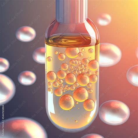 Oli And Vitamin Drop On Skin Cell Serum Through The Skin Layer And