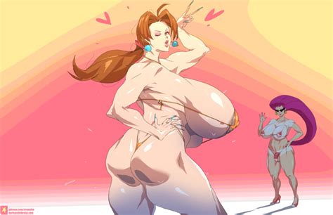 Rule 34 1futa 1girls Balls Big Ass Big Breasts Bikini Breasts Brown Hair Clothed Clothing Dark