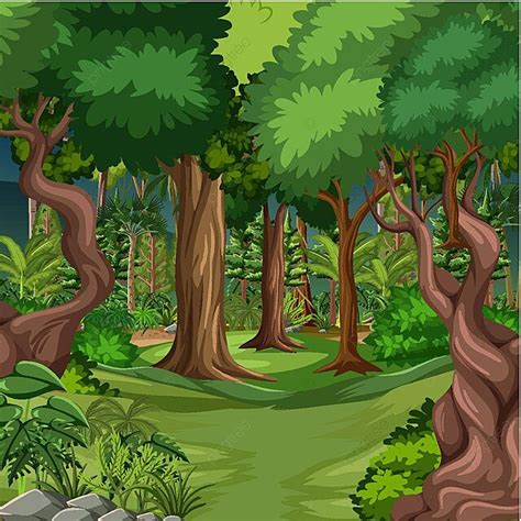 Forest Scene With Many Trees Forest Background Clipart Vector Forest