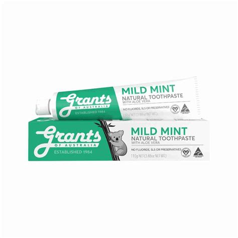 Grants Of Australia Natural Toothpaste Mild Mint With Aloe Vera 110g
