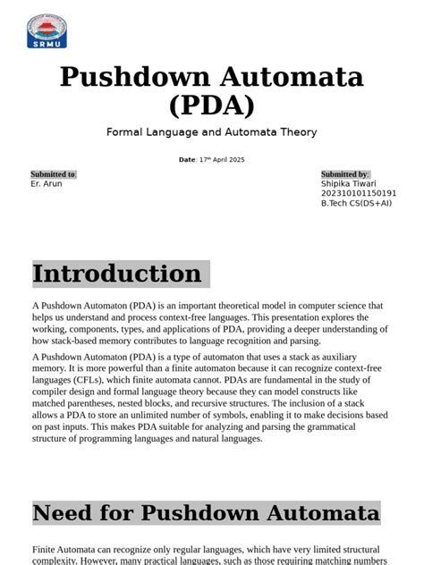 pushdown automata pdf automata theory parsing