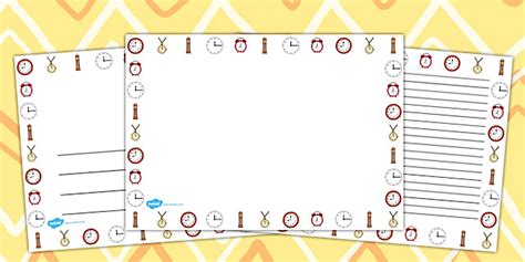 Editable Clock Page Borders Landscape Lehrer Gemacht