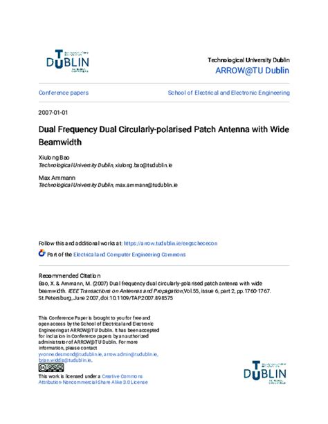 Pdf Dual Frequency Dual Circularly Polarised Patch Antenna With Wide Beamwidth