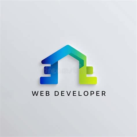 Minimalist Web Developer Logo Design House Shaped Symbol Stock