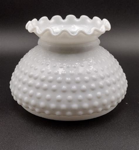 Vintage Hobnail Lamp Shade Milk Glass Ruffled 5 7 8 Fitter Nos