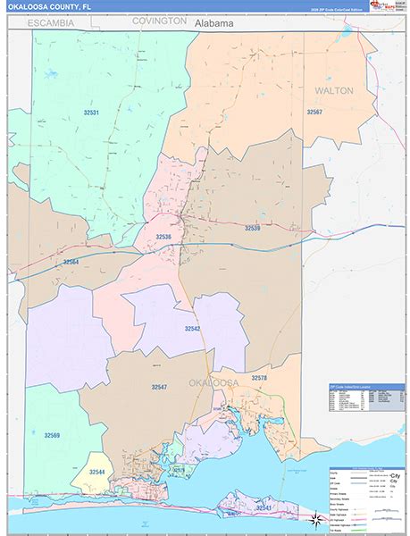 Okaloosa County Fl Wall Map Color Cast Style By Marketmaps Mapsales