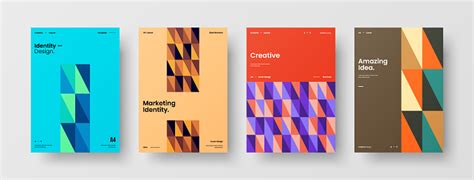 회사 Id 브로셔 템플릿 컬렉션입니다 비즈니스 프리젠 테이션 벡터 A4 수직 방향 전면 페이지 모형 세트 기업 보고서 커버 추상