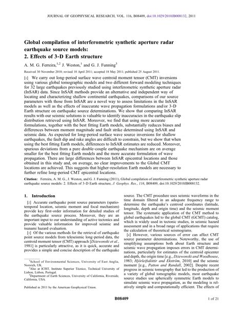 Pdf Global Compilation Of Interferometric Synthetic Aperture Radar