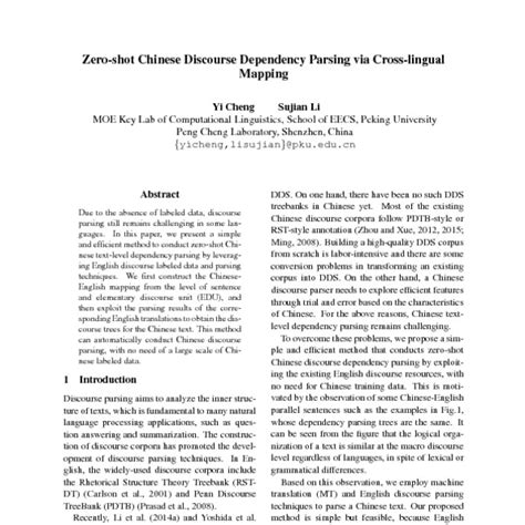 Zero Shot Chinese Discourse Dependency Parsing Via Cross Lingual Mapping Acl Anthology