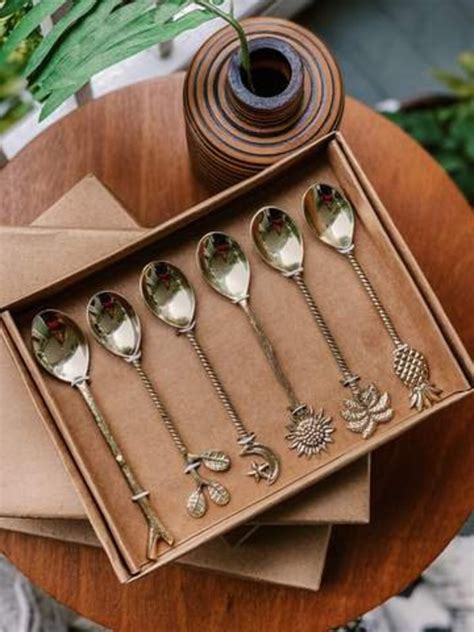 Original 6 Brass Spoon Set Etsy