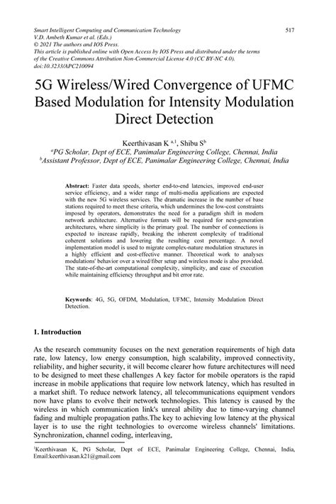 Pdf 5g Wireless Wired Convergence Of Ufmc Based Modulation For Intensity Modulation Direct