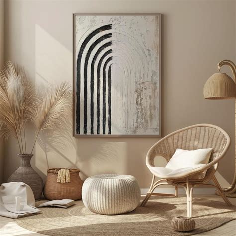 Black And White Archway Wall Art Minimalist Textured Abstract Design