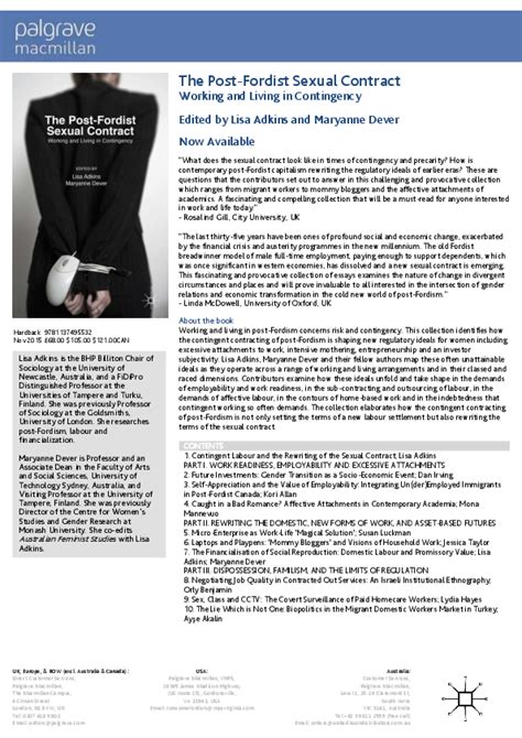 Pdf The Post Fordist Sexual Contract Working And Living In Contingency