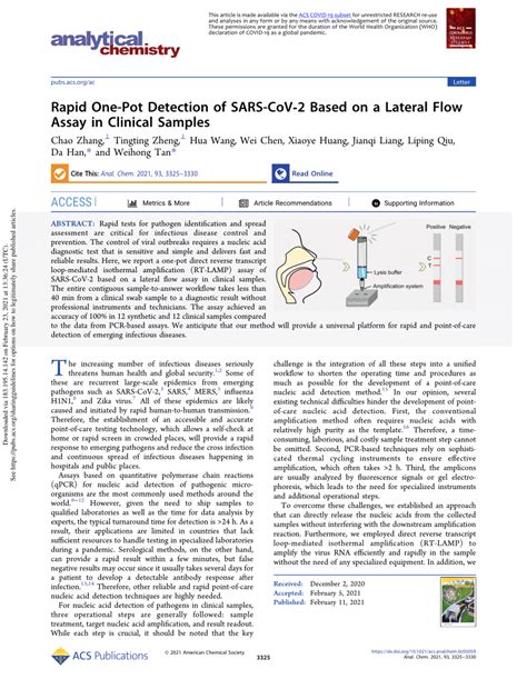 Pdf Rapid One Pot Detection Of Sars Cov 2 Based On A Lateral Flow