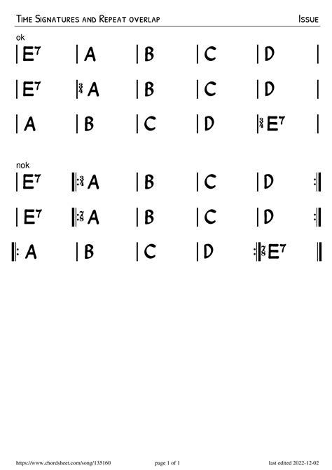 Time Signatures And Repeat Overlap · Issue · Png Preview· Chord Sheet