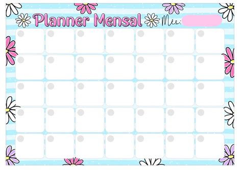 Planner Mensal Planejador Mensal Para Impressão Quadros De Tarefas