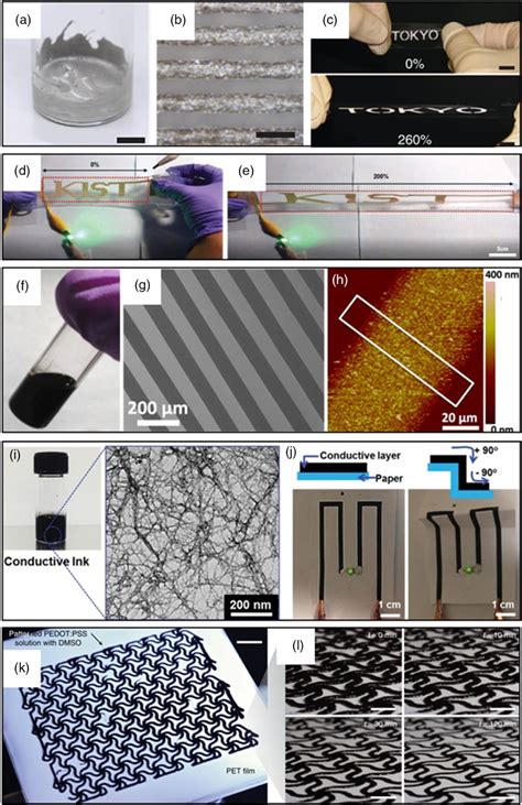 Conductive Materials A Elastic Conductor Ink Scale Bar 10 Mm B
