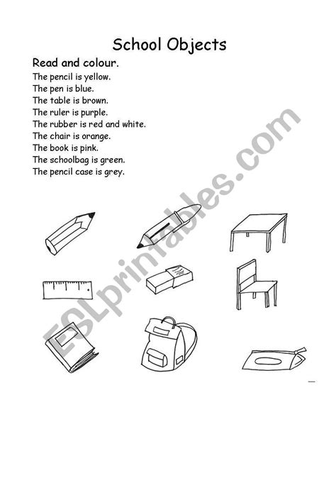 School Objects Esl Worksheet By Crzaroni