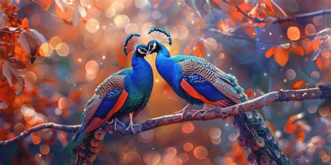 A Fluorescent Peacock Dancing In Psychedelic Forest Showcasing Beauty