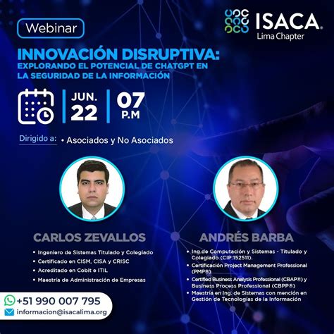 Isaca Lima Chapter 146 En Linkedin Isaca Webinar Innovacion Chatgpt Seguridad Información