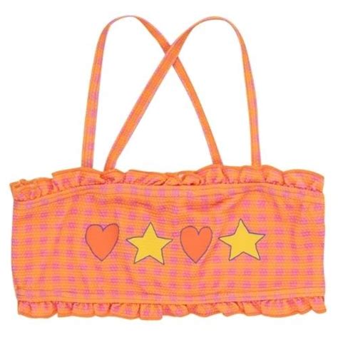 Tinycottons Check Swim Set Marigold Dark Pink Bikini Labels For