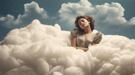 Premium Photo Woman Sleeping On A Cloud Generative Ai