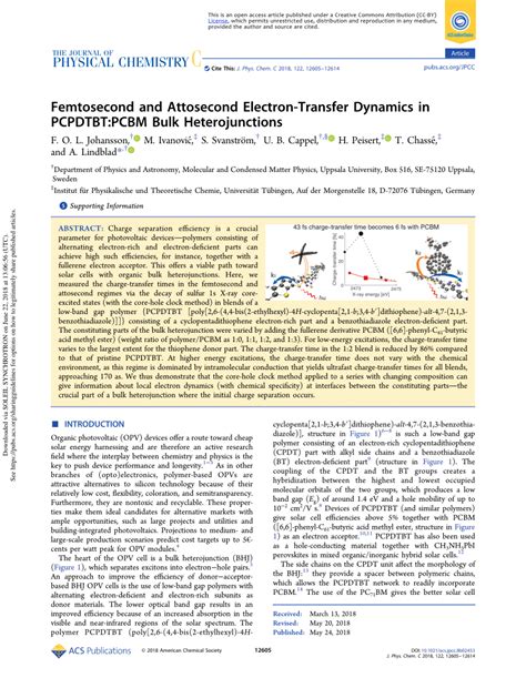 Pdf Femtosecond And Attosecond Electron Transfer Dynamics In Pcpdtbt