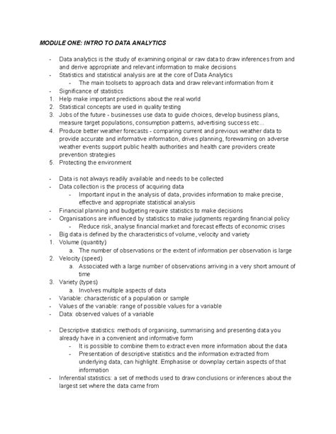 Data 101 Intro To Data Analytics Comprehensive Study Notes Studocu